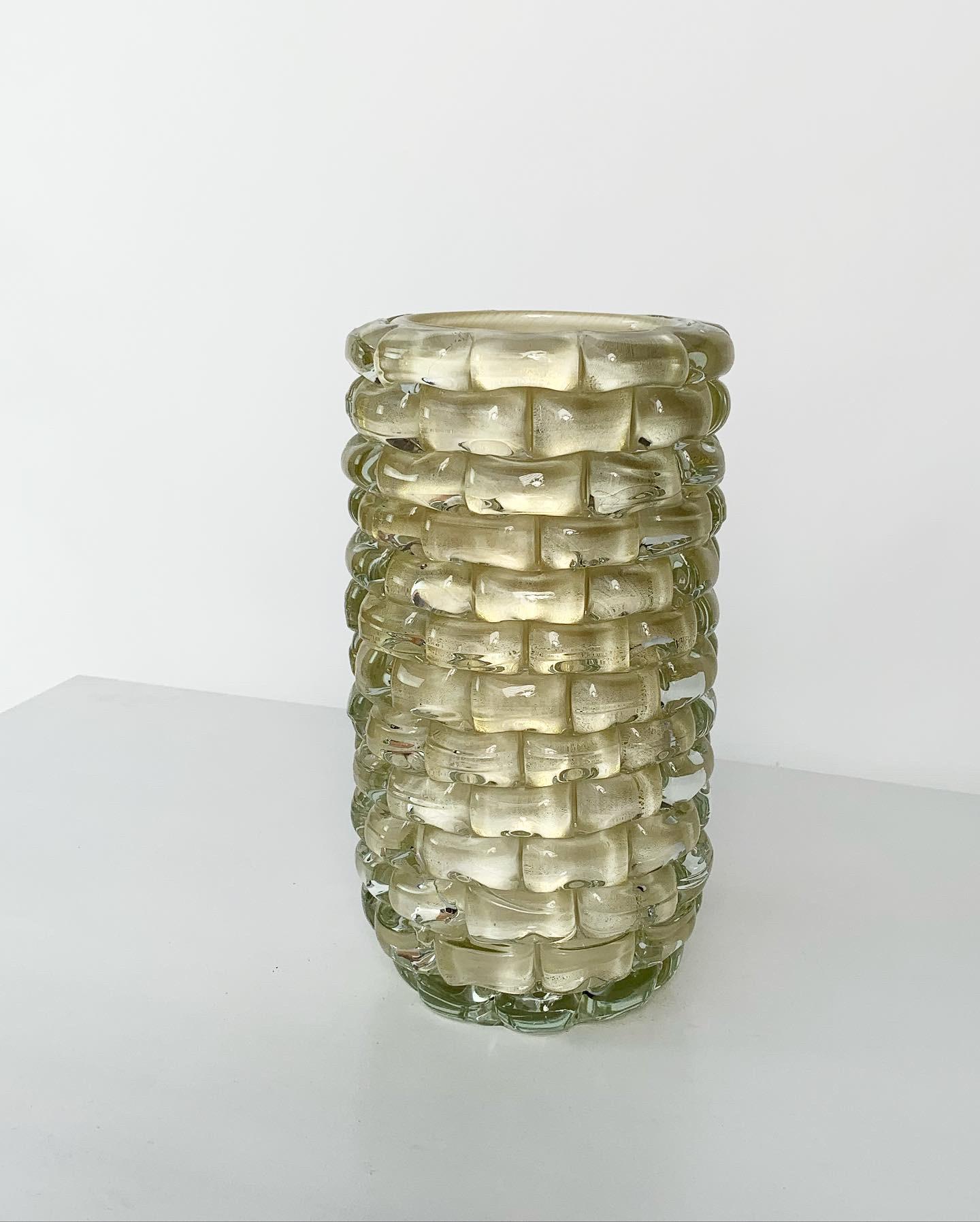 Cenedese Murano Gold Leaf Glass Vase, Italy, 1980s For Sale at 1stDibs