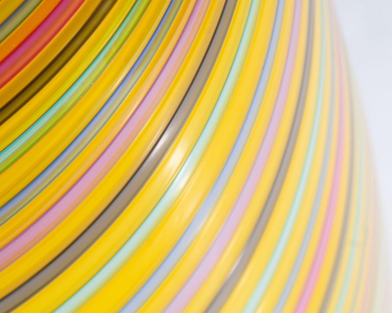 Cenedese Murano Italian Art Glass Striped Vase For Sale at 1stDibs