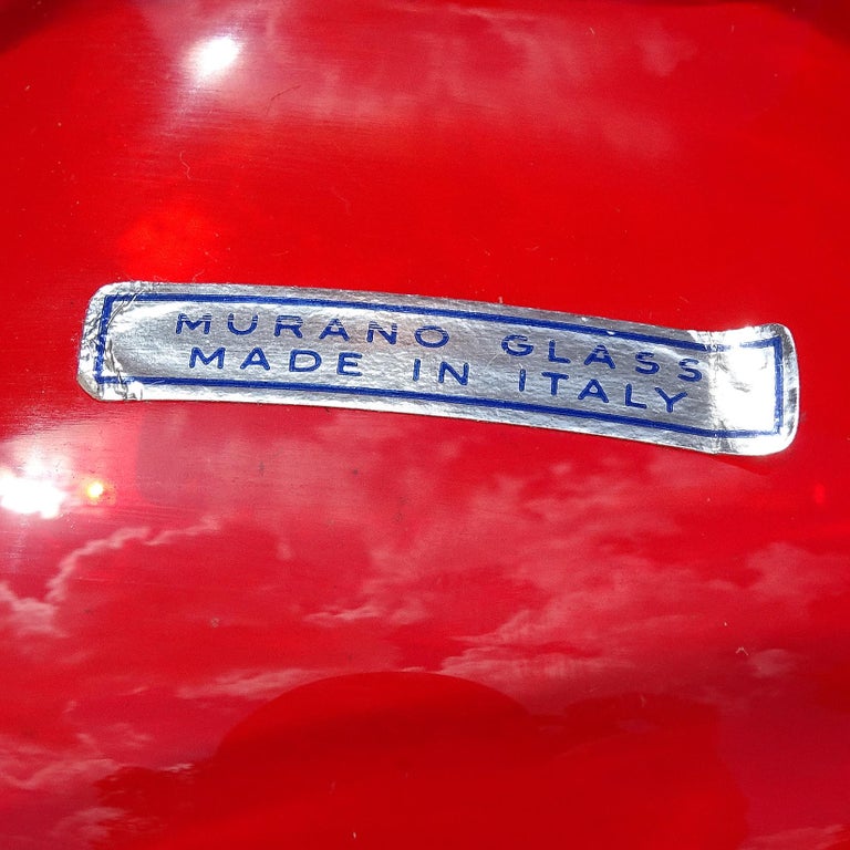 Cenedese Murano Sommerso Orange Uranium Yellow Italian Art Glass Flower ...