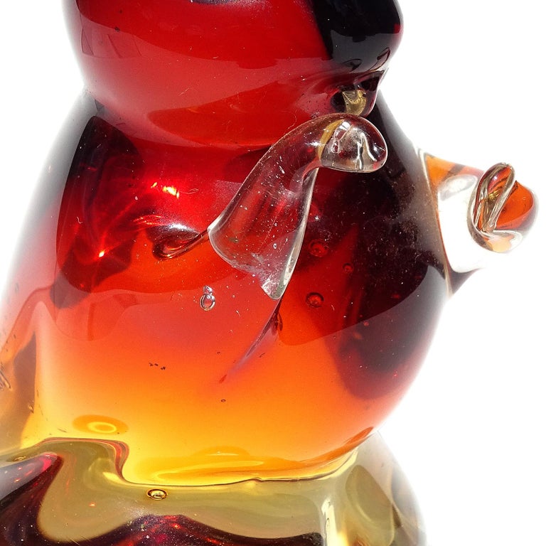 Cenedese Murano Sommerso Red Orange Italian Art Glass Bunny Rabbit ...