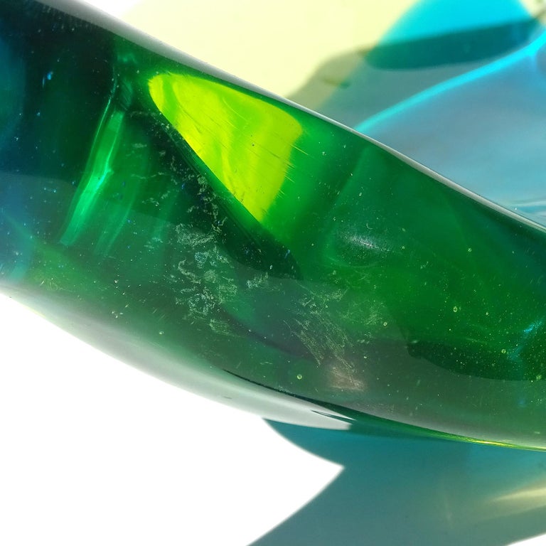Cenedese Murano Sommerso Uranium Blue Yellow Green Italian Art Glass ...
