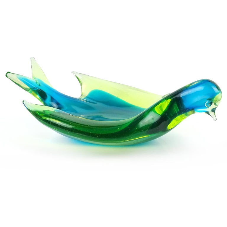Cenedese Murano Sommerso Uranium Blue Yellow Green Italian Art Glass ...