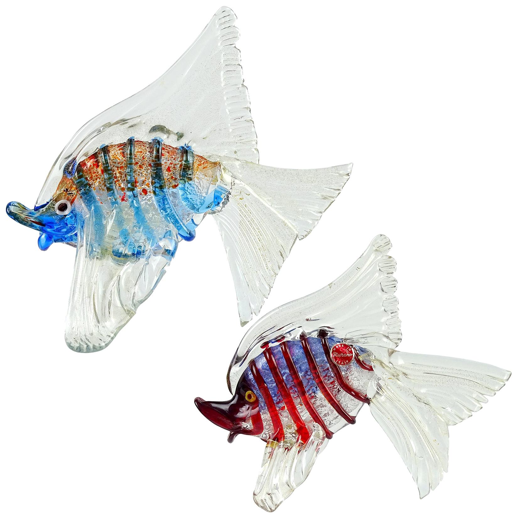 Cenedese Murano Striped Silver and Gold Flecks Italian Art Glass Fish ...