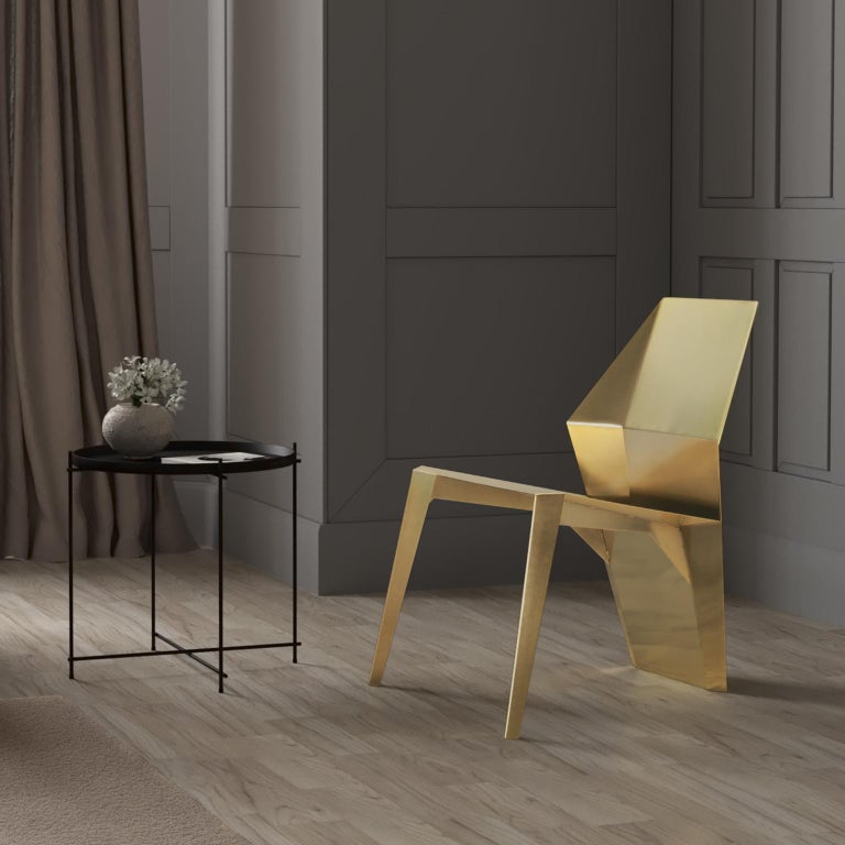 Centaurus Sculptural Chair in Satin Finish Gold Galvanized Steel, 1st ...