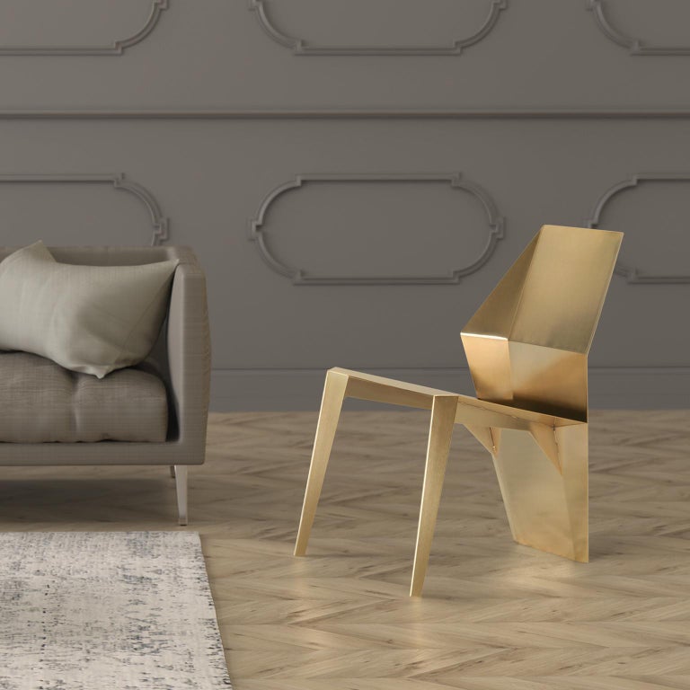 Centaurus Sculptural Chair in Satin Finish Gold Galvanized Steel, 1st ...