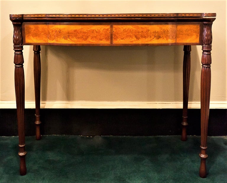 Centennial Federal Style Sheraton Mahogany and Flaming Birch Card Table ...