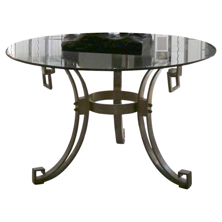 Table centrale, Style : Art Déco, Matériaux : Bronze et verre, français ...