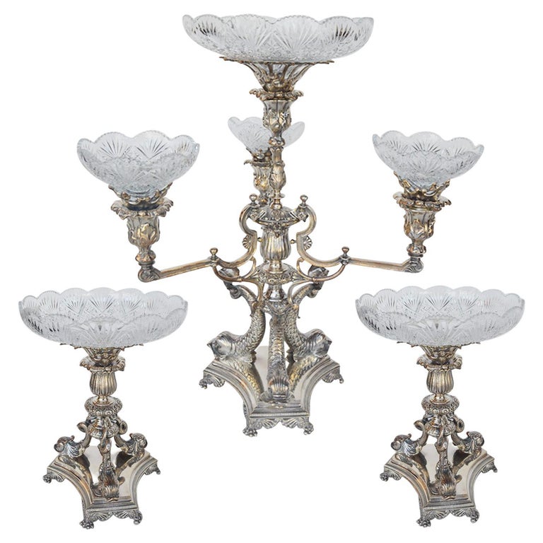 Center Table Silver and Cut Crystal Set, Late 19th Century For Sale at ...