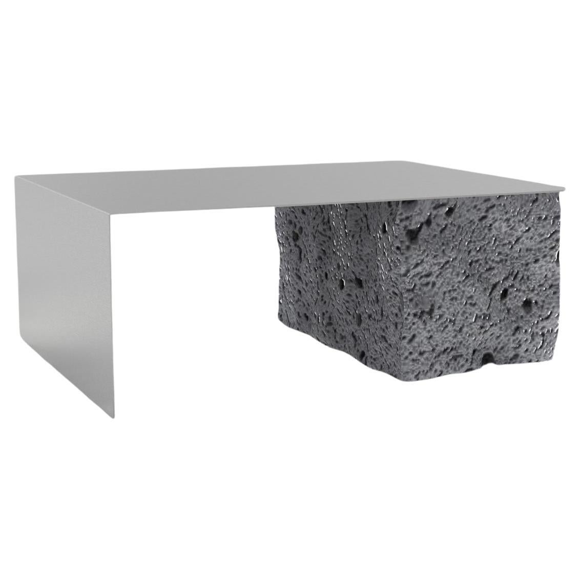Center table stainless steel, volcanic stone For Sale at 1stDibs