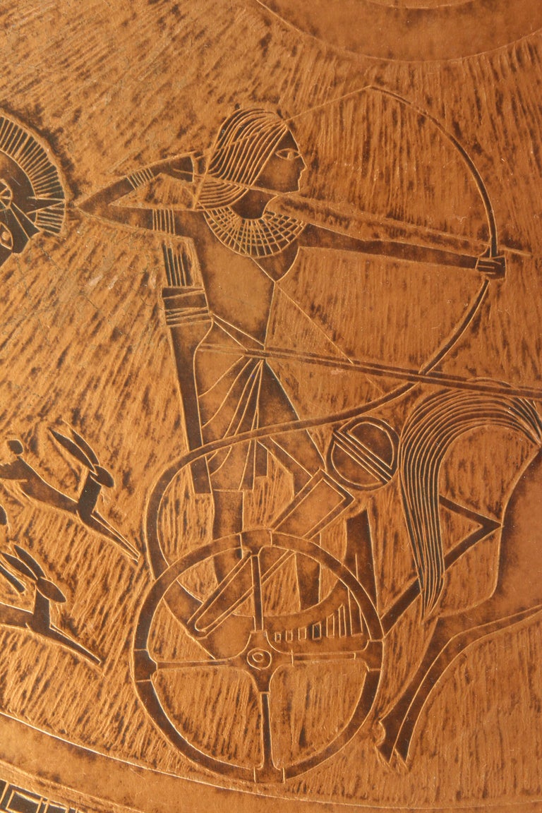 Center Table with Egyptian Design Engraved faux Copper Top at 1stDibs ...