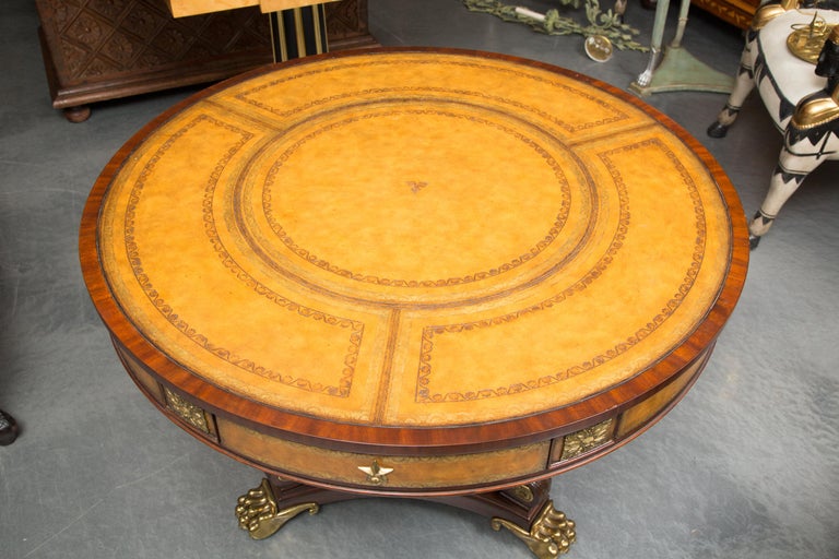 Center Table with Leather Inset and Gilt Decoration at 1stDibs