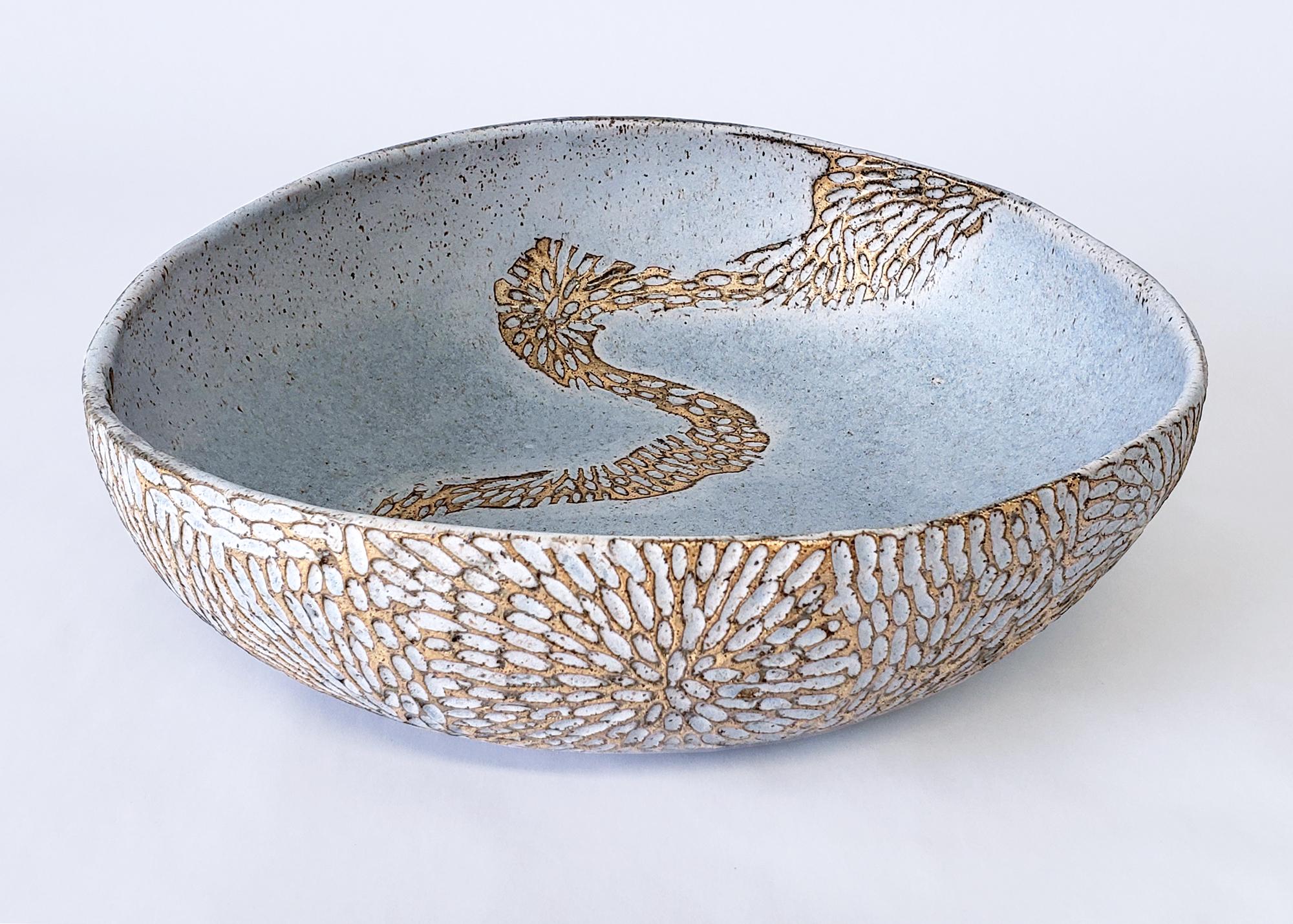 Centerpiece Bowl Seed Pod Ceramic Coastal Blue-Grey Glaze For Sale at ...