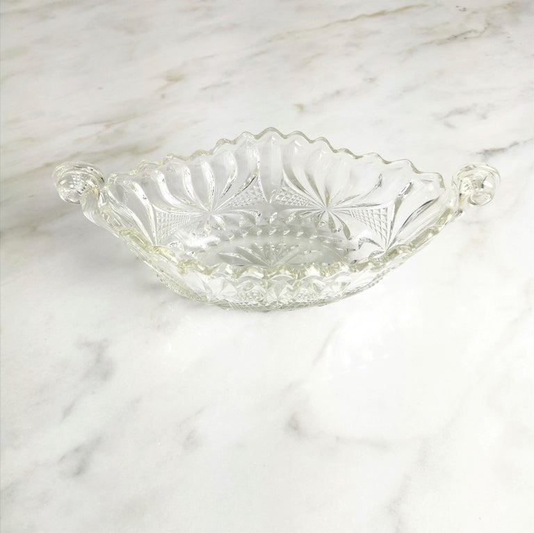 Centerpiece Carved Crystal Glass Transparent Mid-Century Italian Design ...
