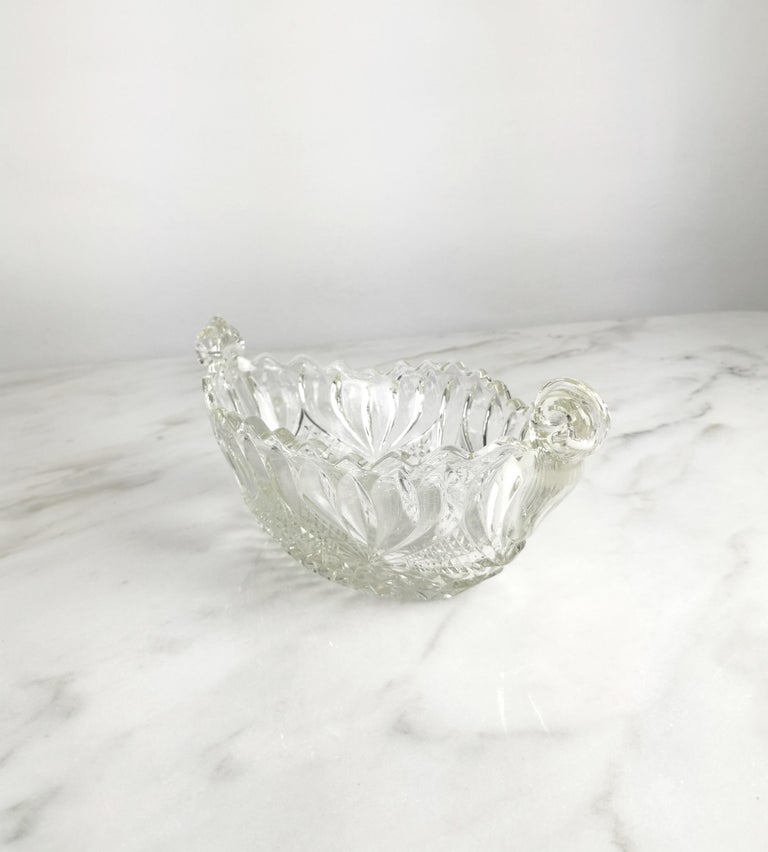 Centerpiece Carved Crystal Glass Transparent Mid-Century Italian Design ...