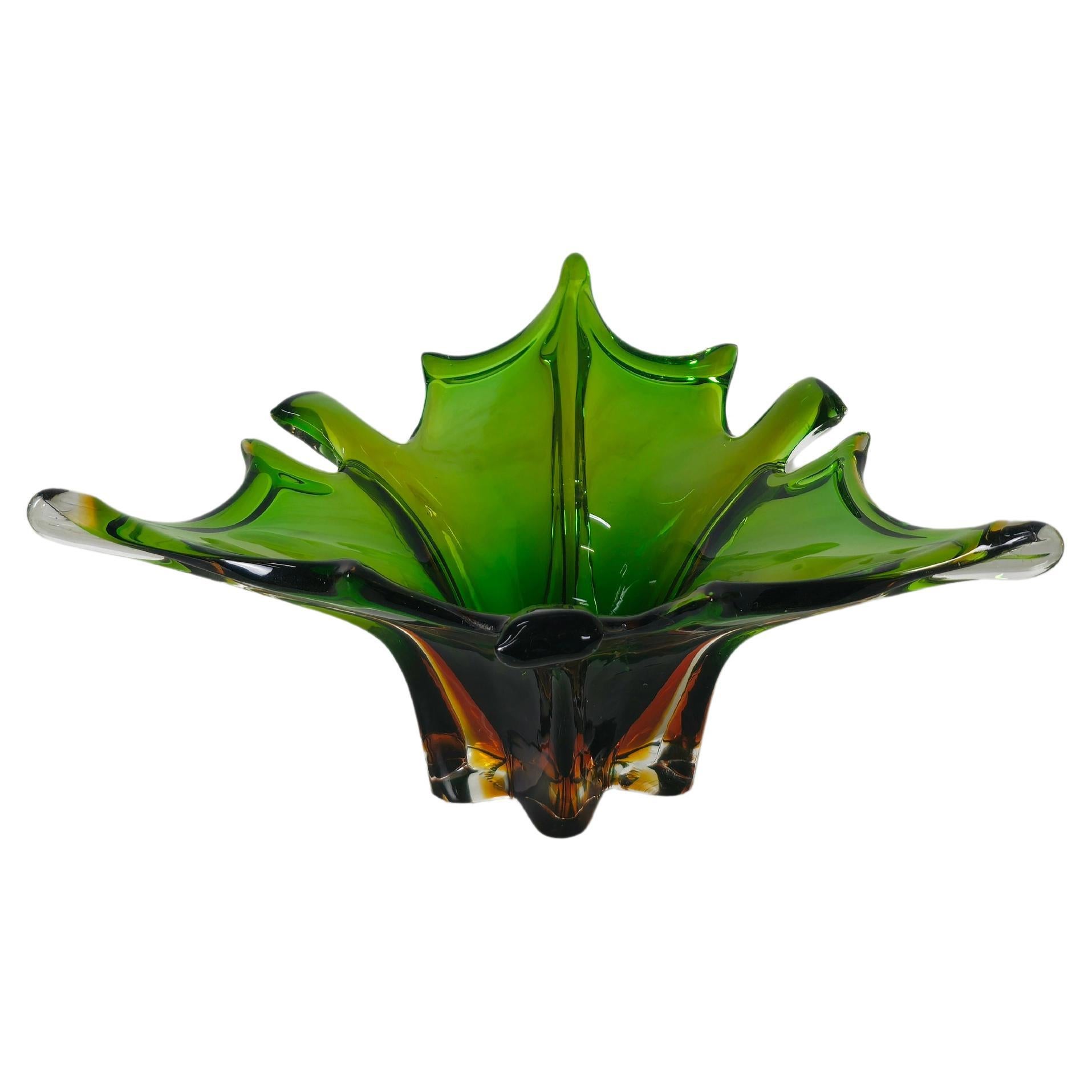 Centerpiece Murano Glass Multicolor Leaf Midcentury Italian Design ...