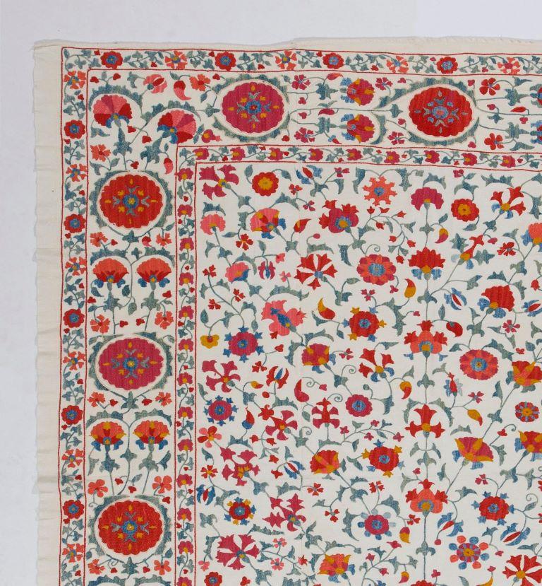 Central Asian Suzani Textile, Embroidered Cotton and Silk Bed Cover at ...