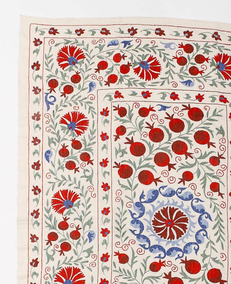 Central Asian Suzani Textile. Embroidered Cotton and Silk Bed Cover ...
