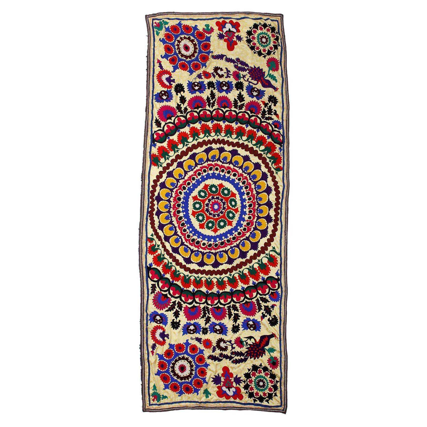 Central Asian Suzani Textile, Embroidered Cotton and Silk Bed Cover at ...