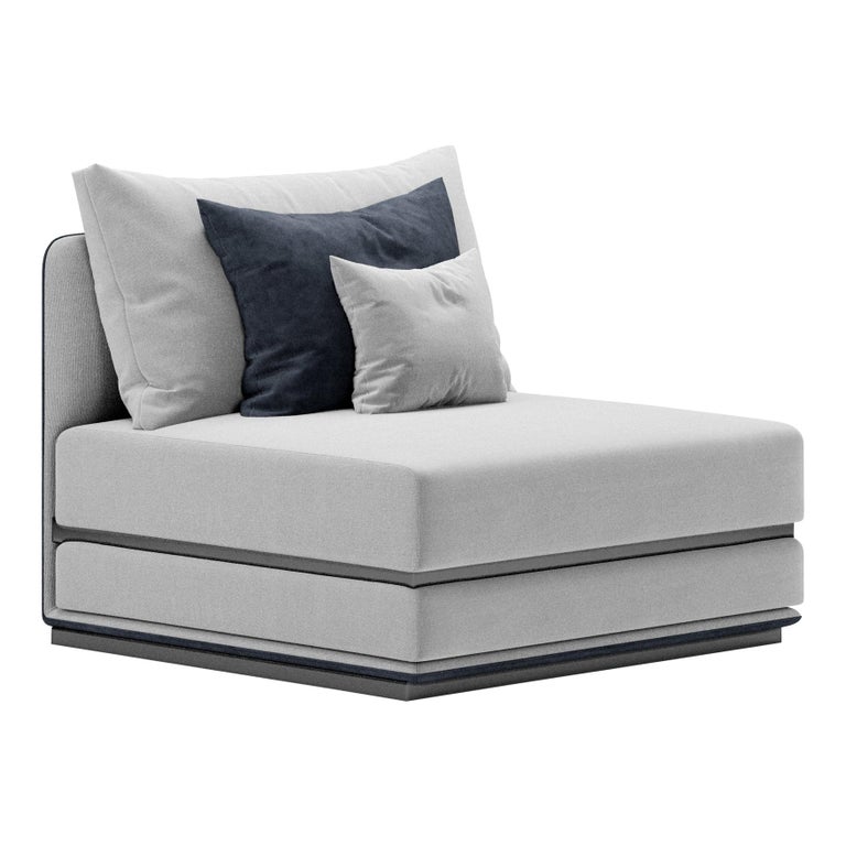 Central Element Geometric Modular Sofa Settee Velvet For Sale at 1stDibs