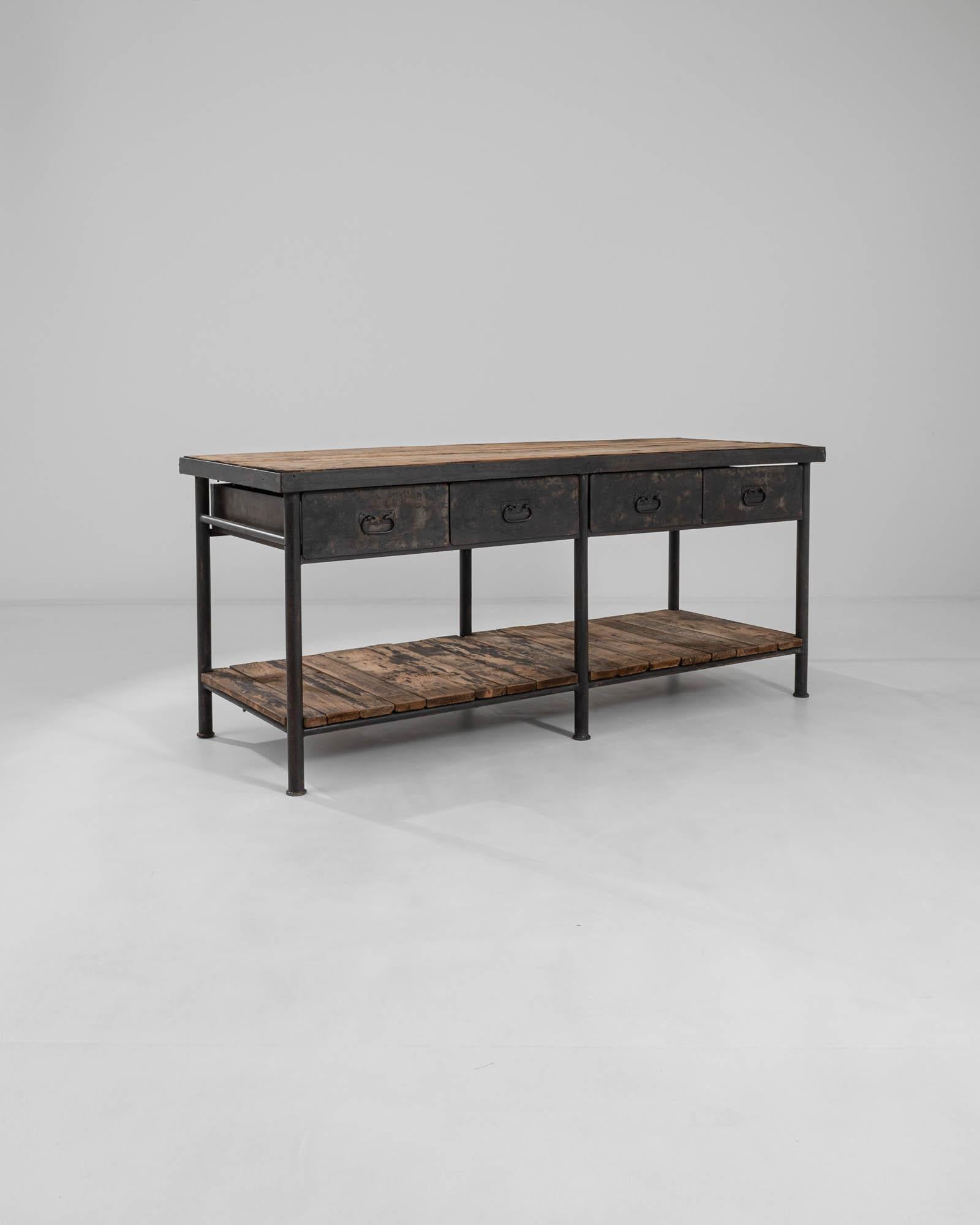 Central European Industrial Work Table For Sale at 1stDibs