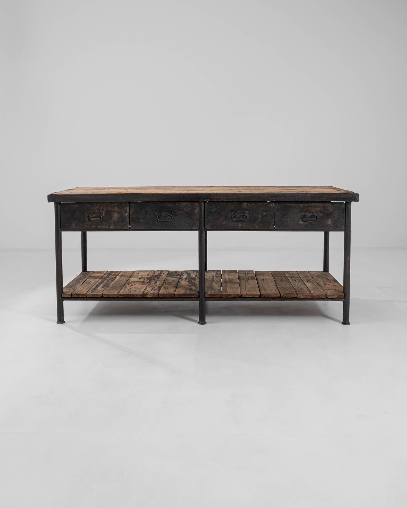 Central European Industrial Work Table For Sale at 1stDibs