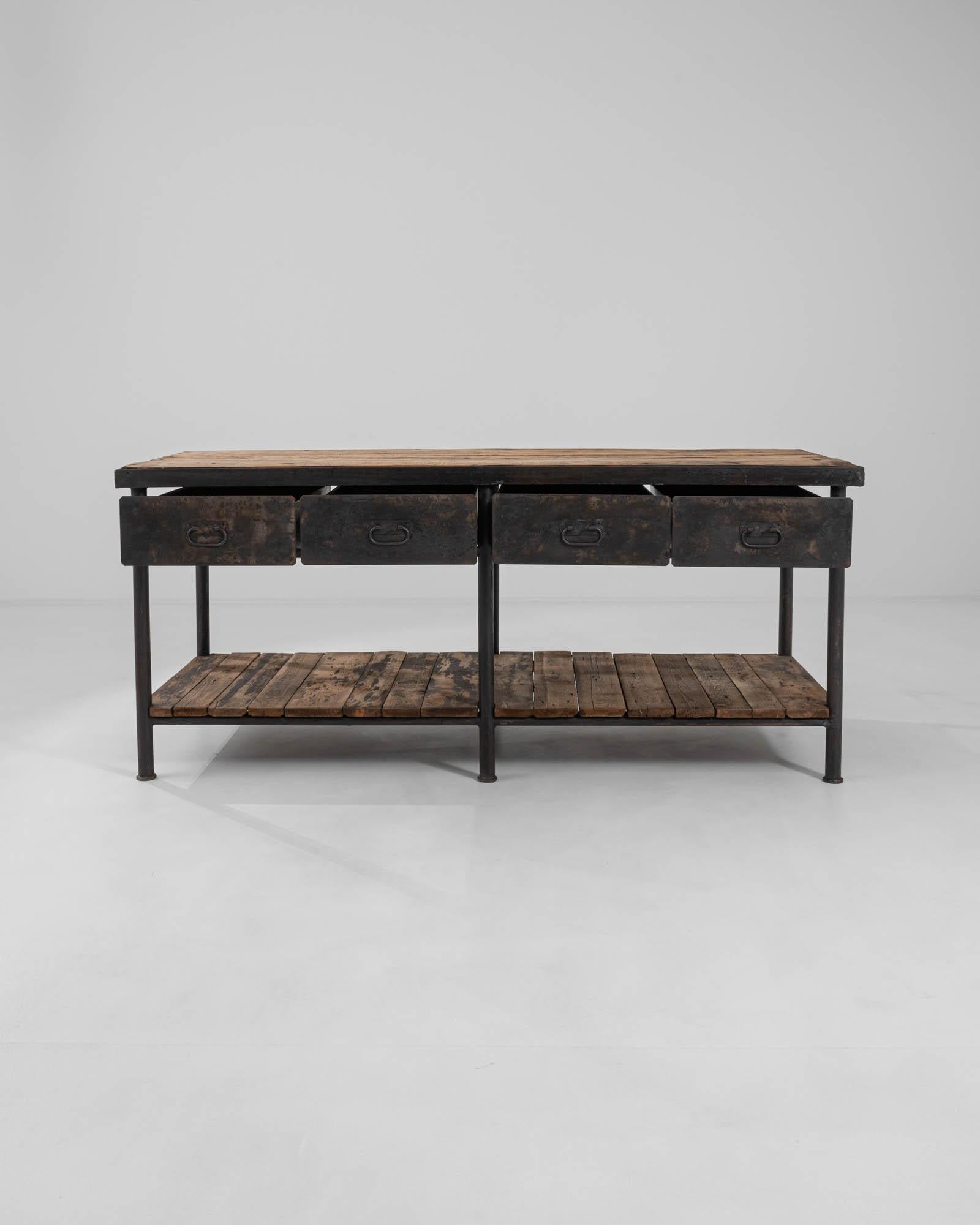 Central European Industrial Work Table For Sale at 1stDibs