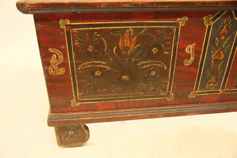 Central European Painted Blanket Chest For Sale at 1stDibs