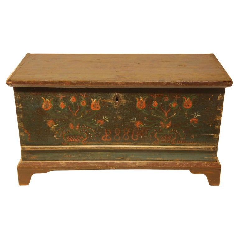 Central European Painted Blanket Chest For Sale at 1stDibs