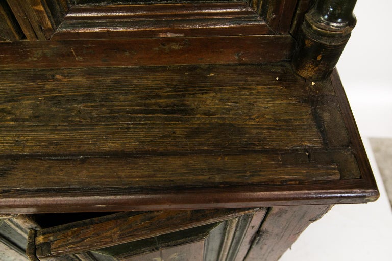 Central European Painted Step Back Cupboard For Sale at 1stDibs