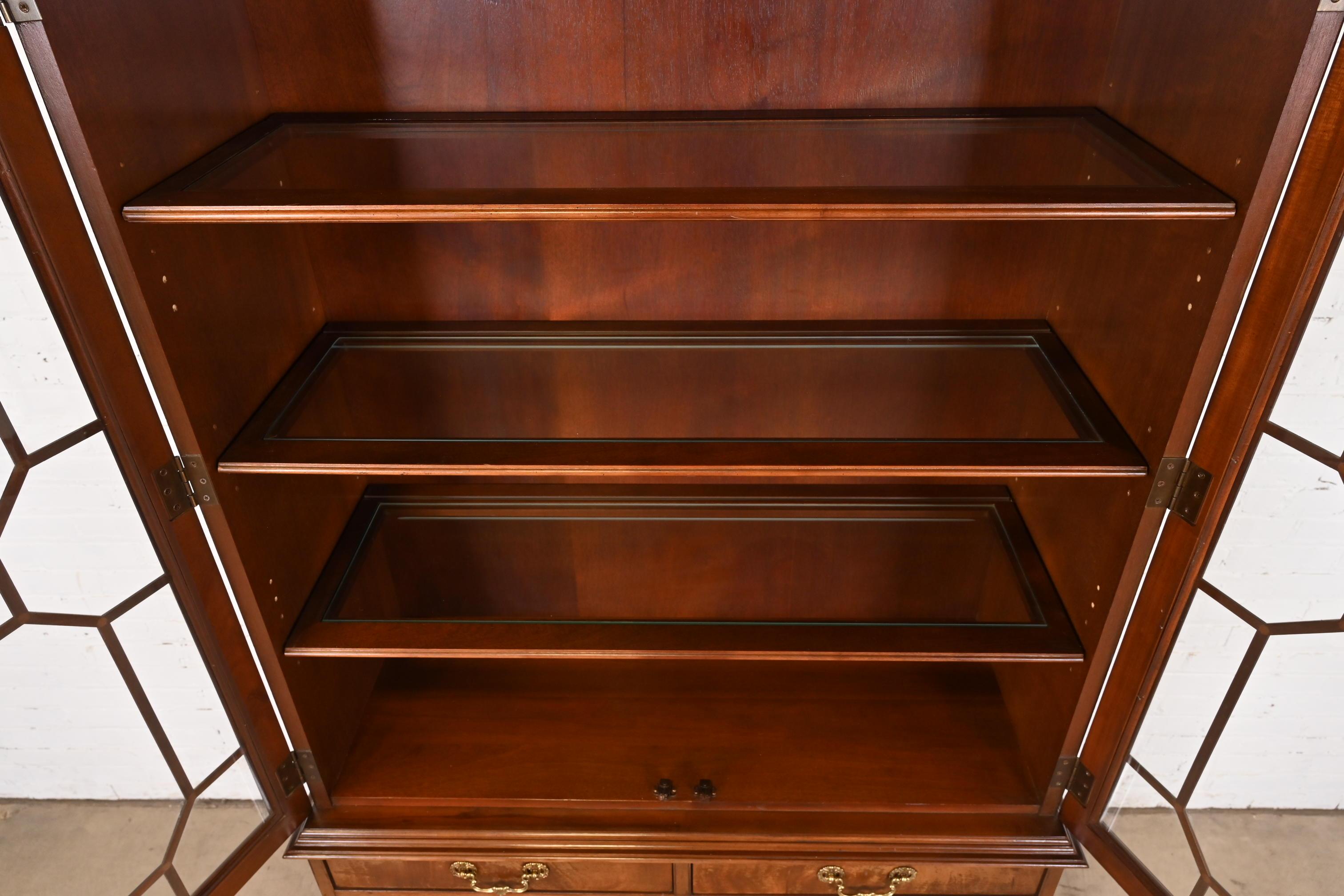 Century Furniture Georgian Mahogany Lighted Breakfront Bookcase For ...