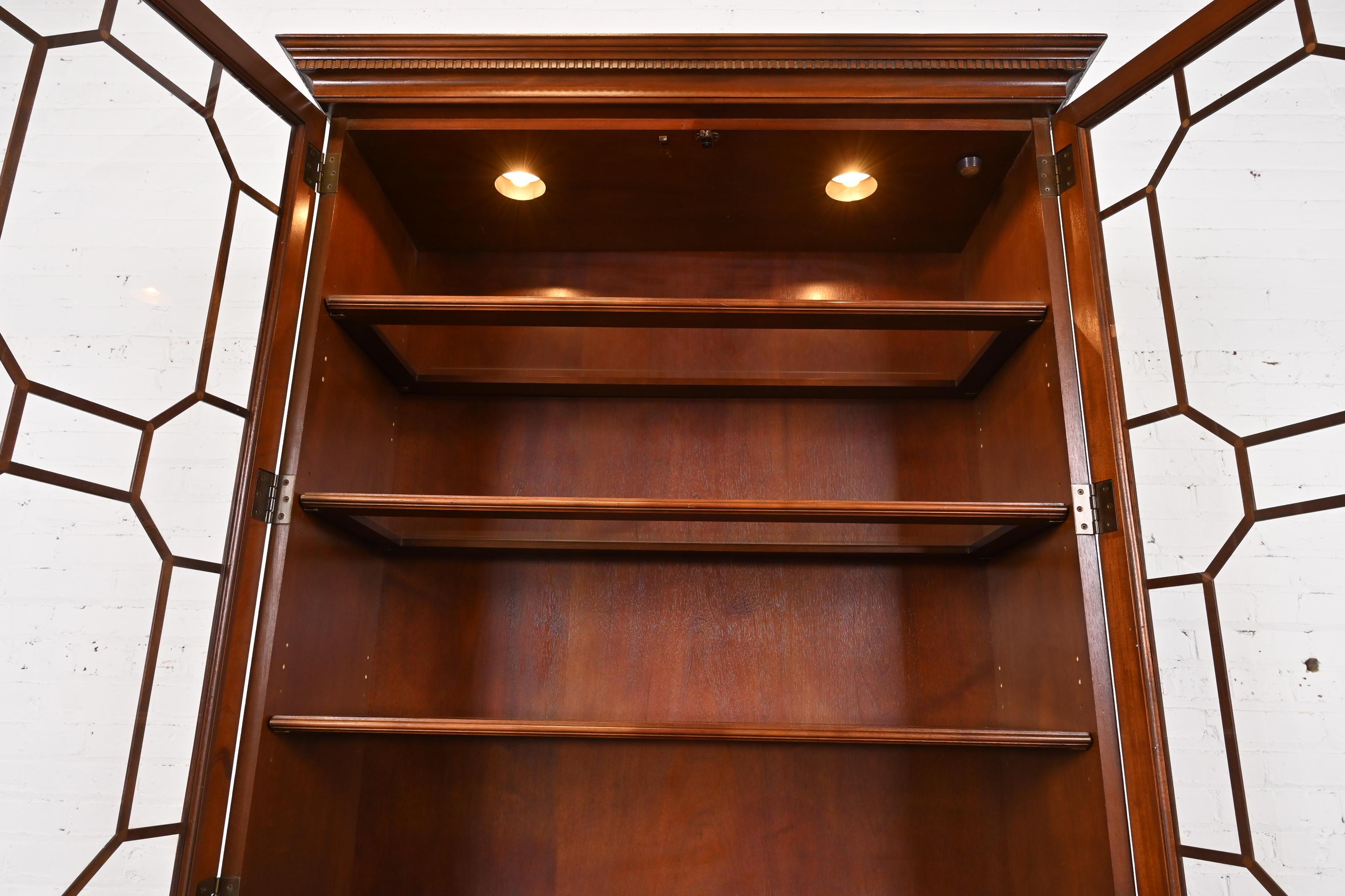 Century Furniture Georgian Mahogany Lighted Breakfront Bookcase For ...