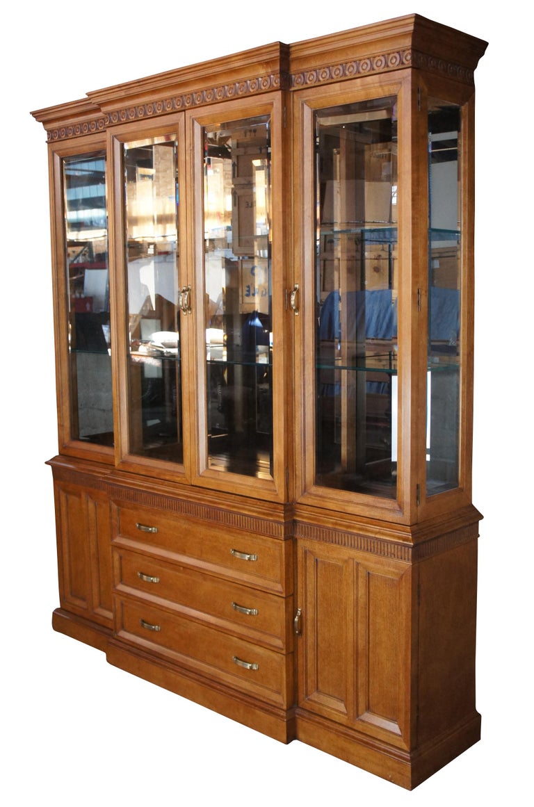 Century Furniture Neoclassical Maple Breakfront China Display Cabinet ...