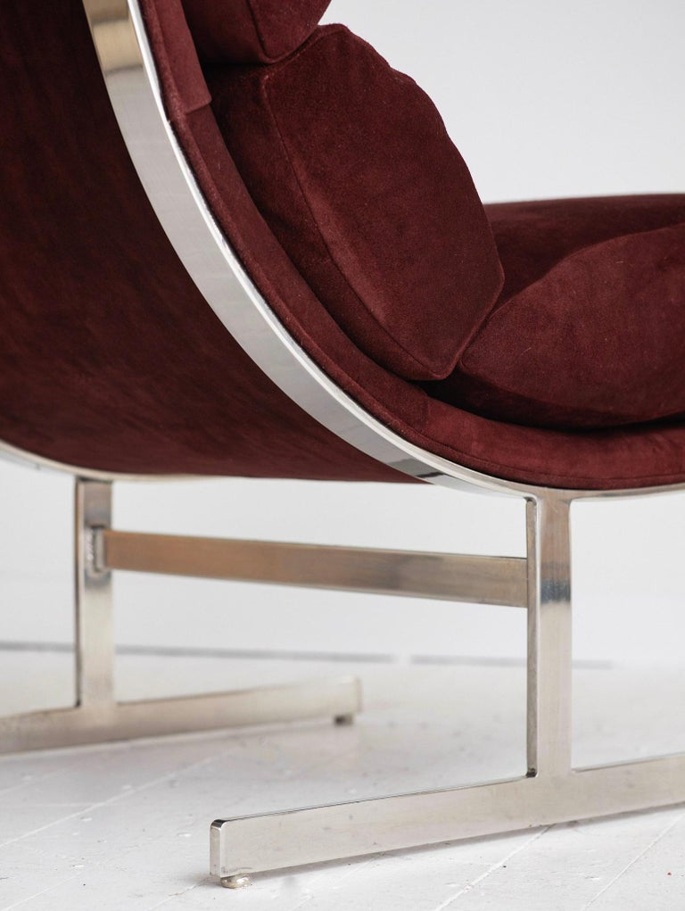 Century Kipp Stewart for Directional Suede and Chrome Arc Lounge Chair ...