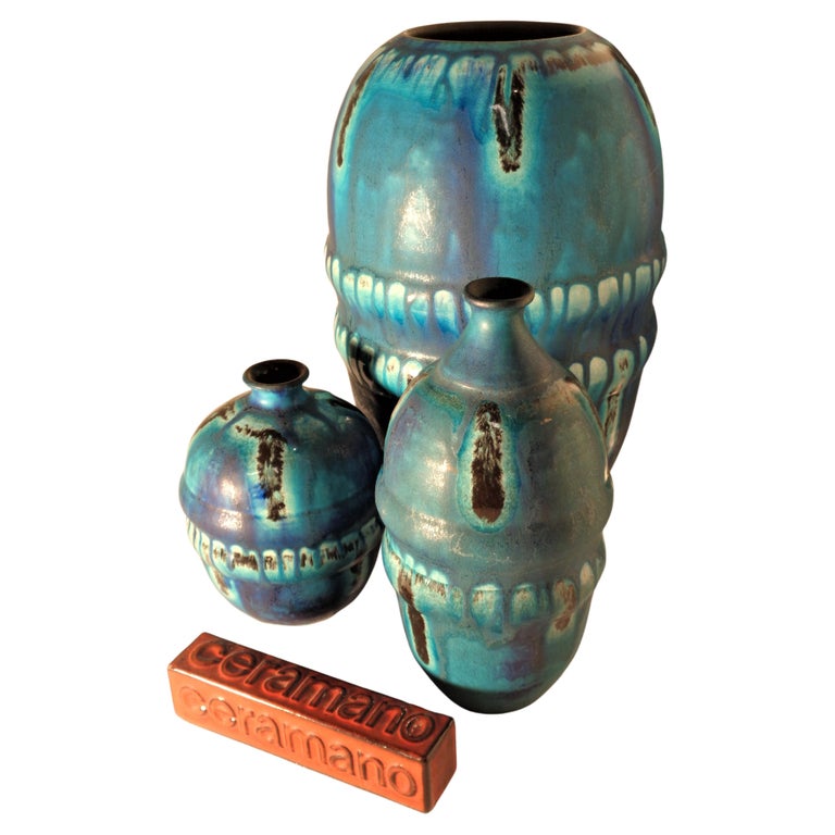 Ceramano Riviera Cerulean Blue Glaze Art Pottery Group, Germany, 1960 ...