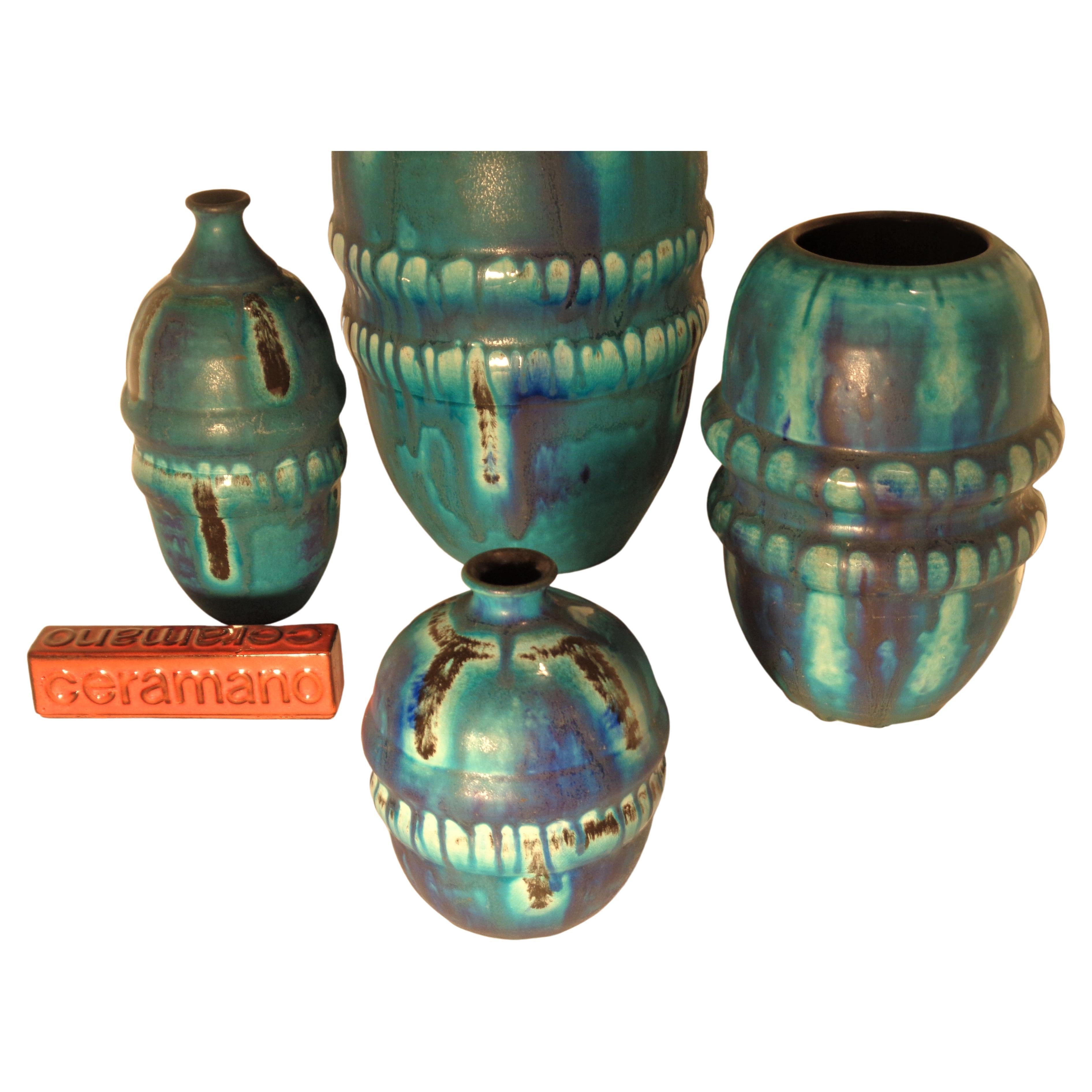 Ceramano Riviera Cerulean Blue Glaze Art Pottery Group, Germany 1960's ...