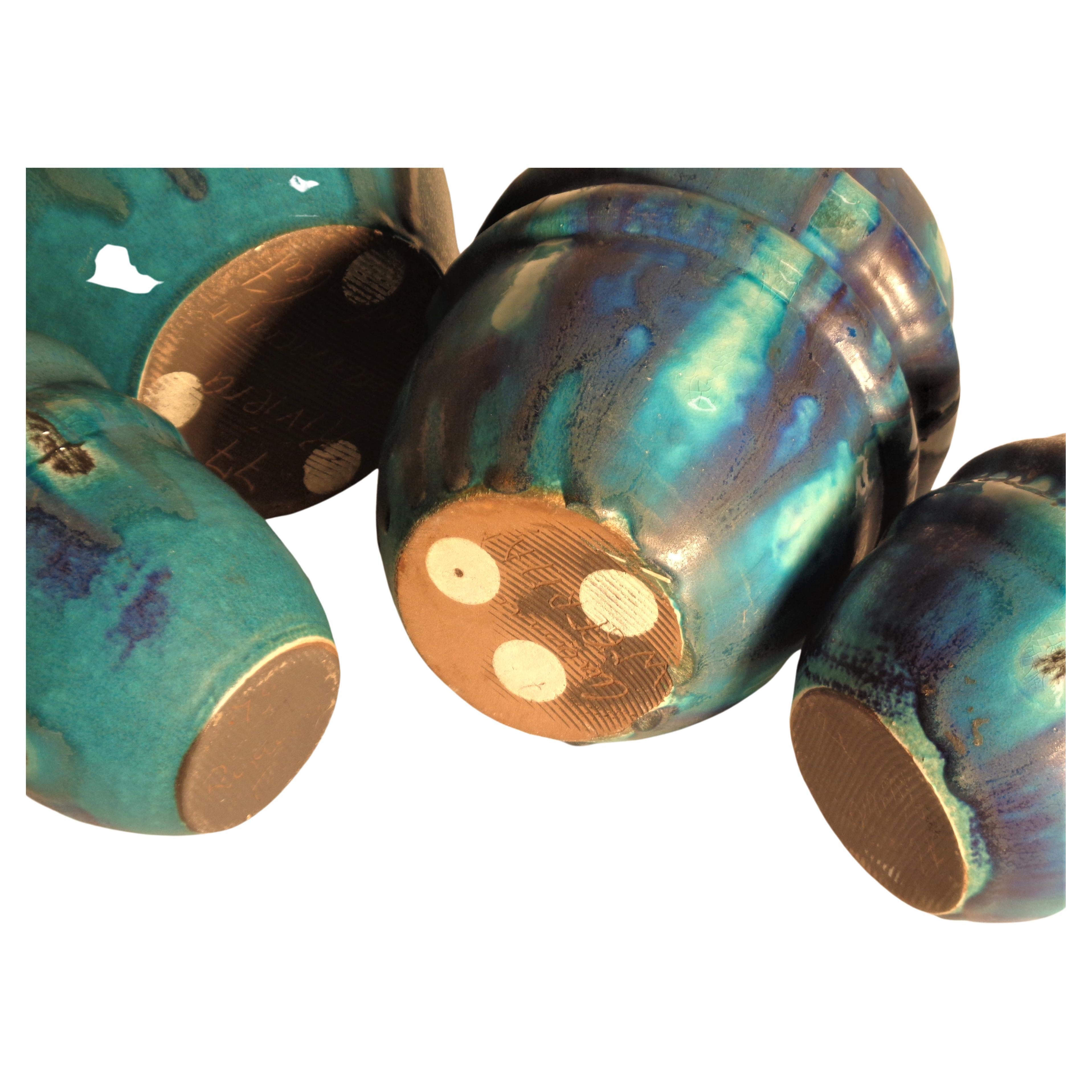 Ceramano Riviera Cerulean Blue Glaze Art Pottery Group, Germany 1960's ...