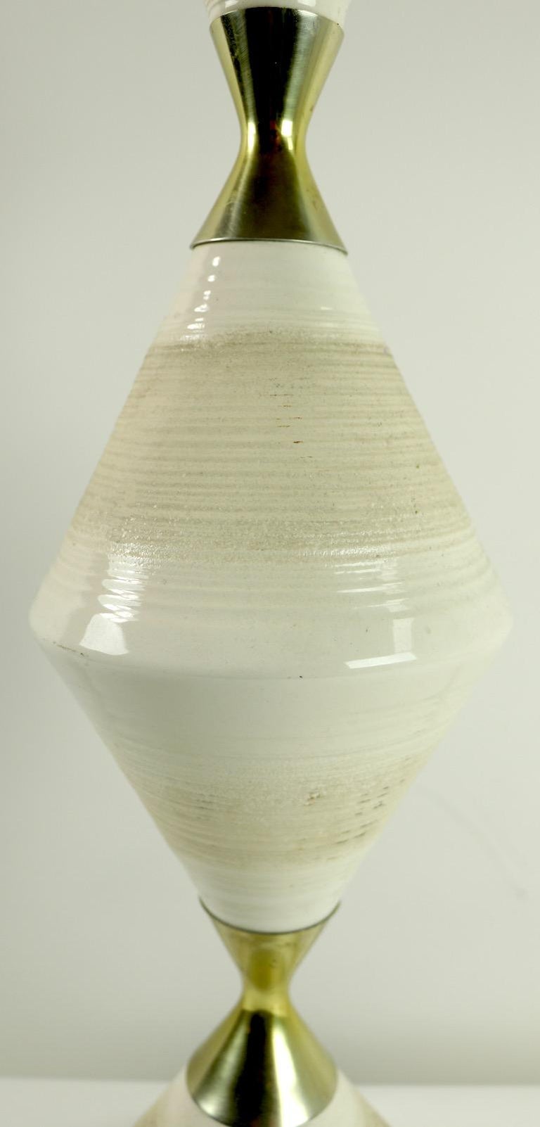 Ceramic and Brass Hourglass Table Lamp by Gerald Thurston For Sale at ...