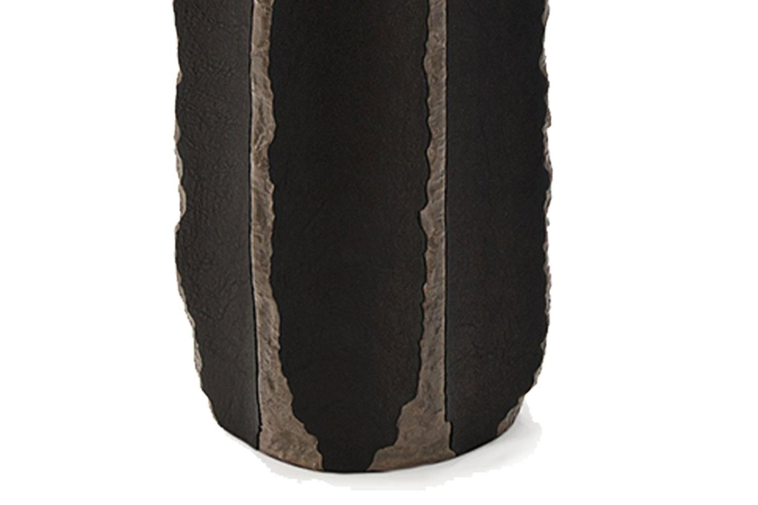 Ceramic and Leather Lamp with Linen Lamp Shade, Gilles Caffier at ...