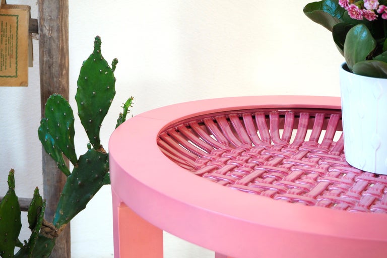 Ceramic and Maple Contemporary Pink Tea Table For Sale at 1stDibs