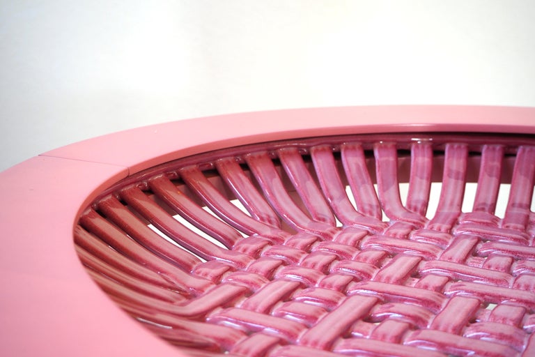 Ceramic and Maple Contemporary Pink Tea Table For Sale at 1stDibs