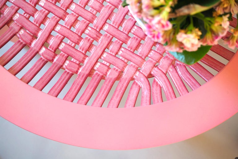 Ceramic and Maple Contemporary Pink Tea Table For Sale at 1stDibs