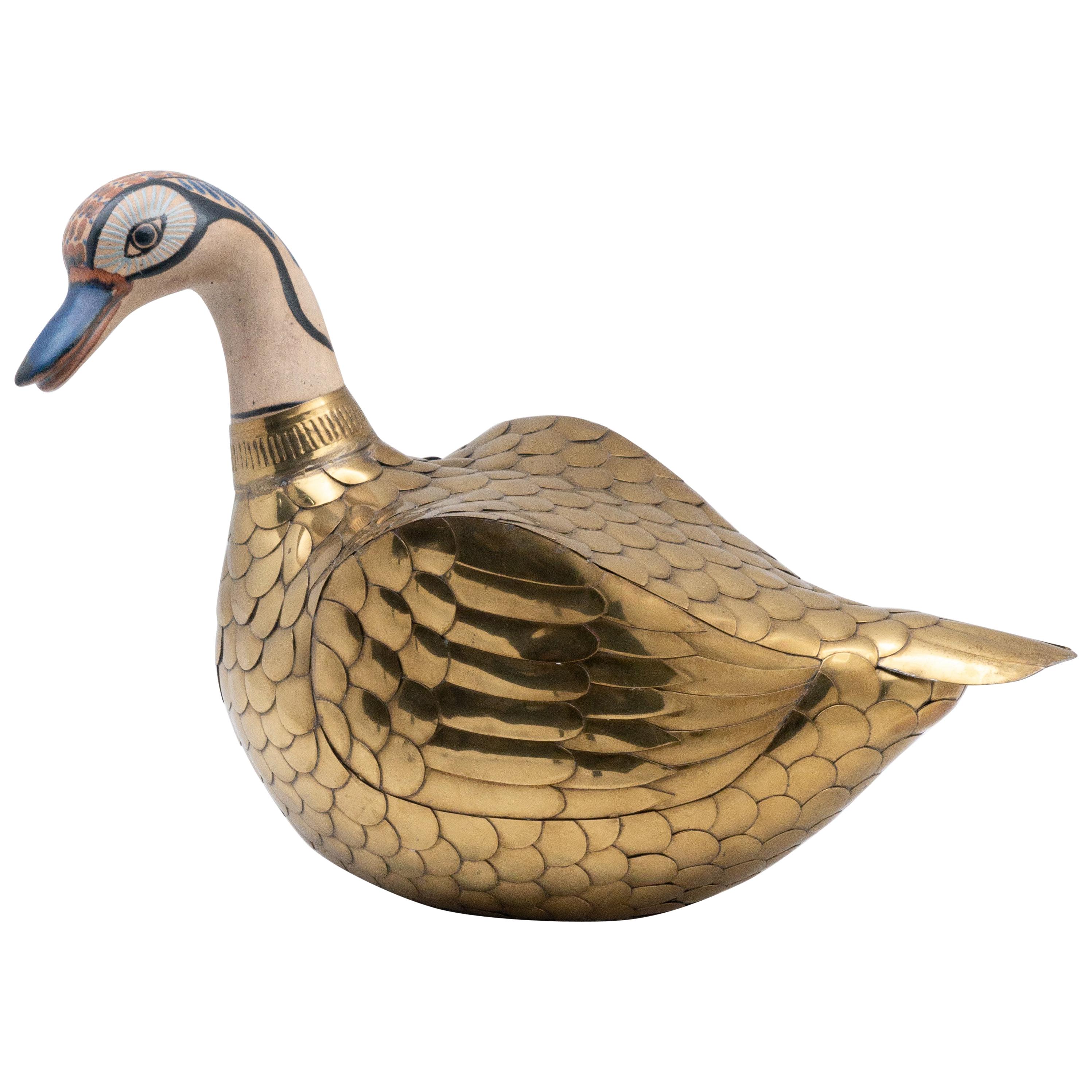 Ceramic and Metal Duck from Mexico at 1stDibs