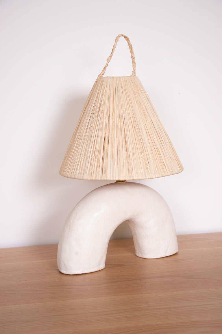 Ceramic and Raffia Lamp at 1stDibs
