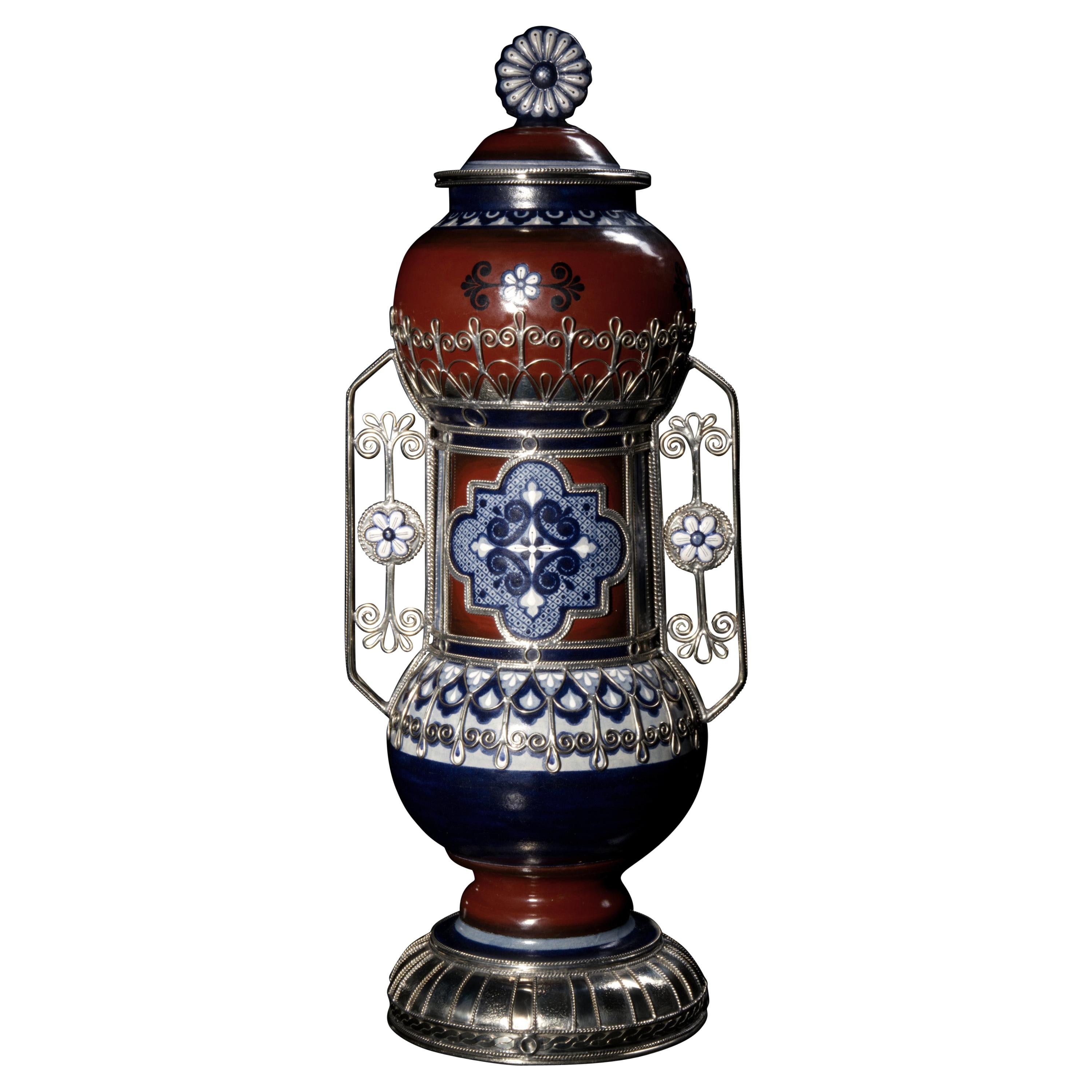 Unique Set of 3 Very Colorful Hand Painted Ceramic Vases with Floral ...