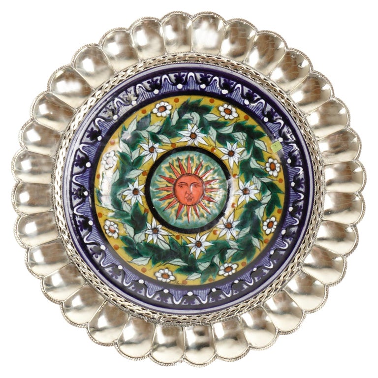 Ceramic and White Metal 'Alpaca' Plate at 1stDibs