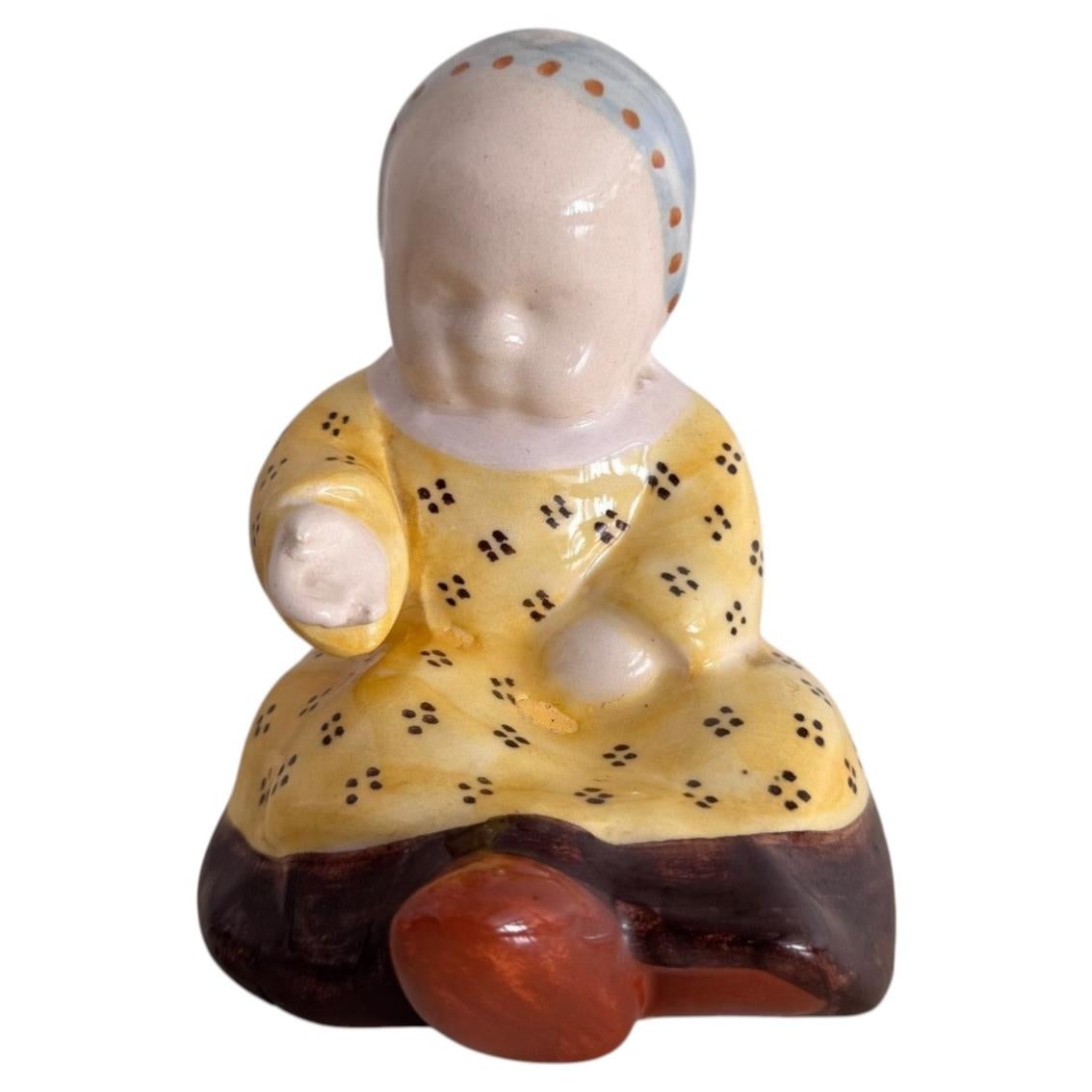 Ceramic Baby by Berthe Savigny – HB Quimper For Sale at 1stDibs