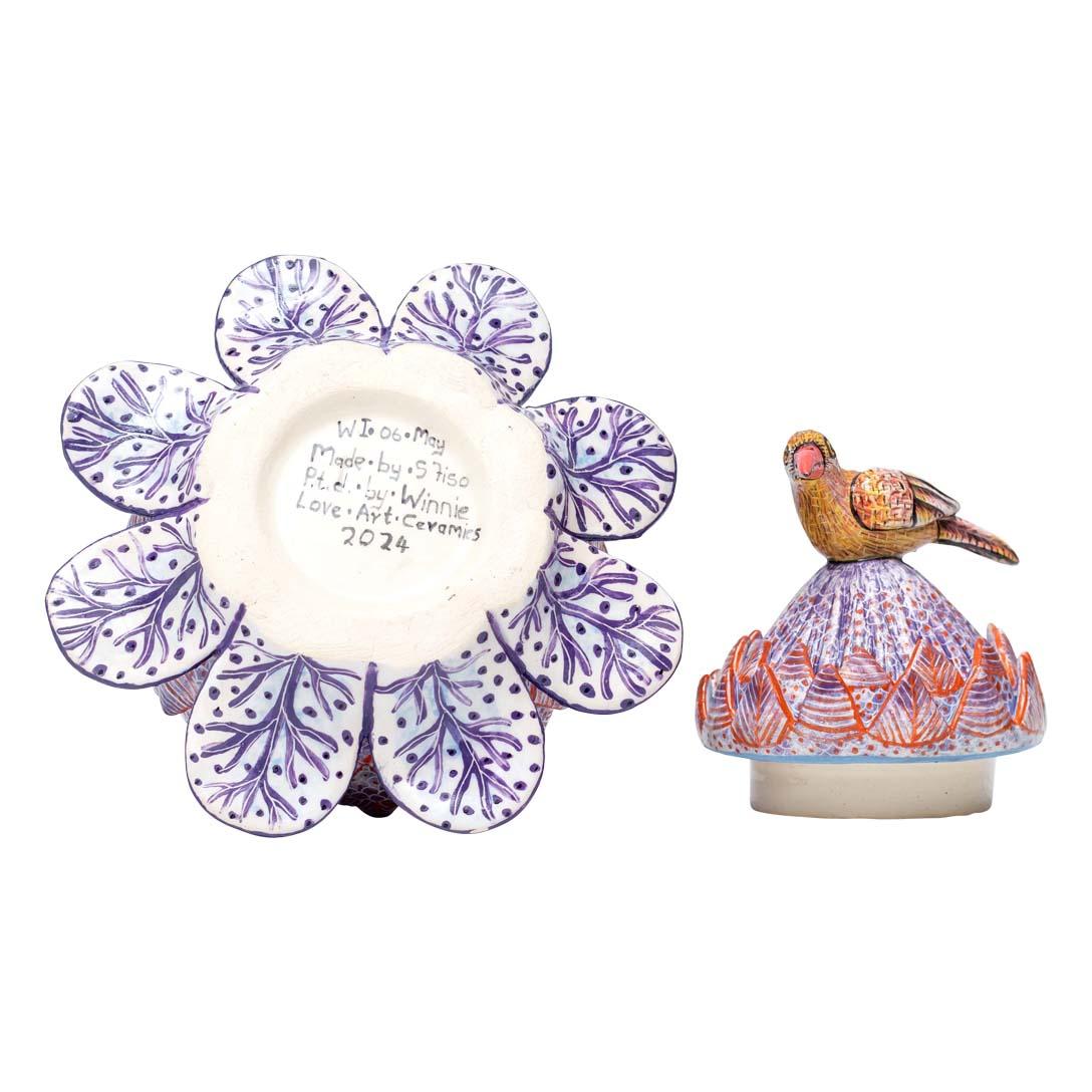 Ceramic Bird Protea Jewelry Box , hand made in South Africa For Sale at ...