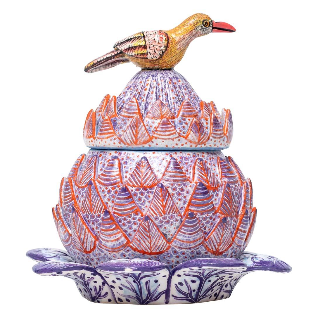 Ceramic Bird Protea Jewelry Box , hand made in South Africa For Sale at ...