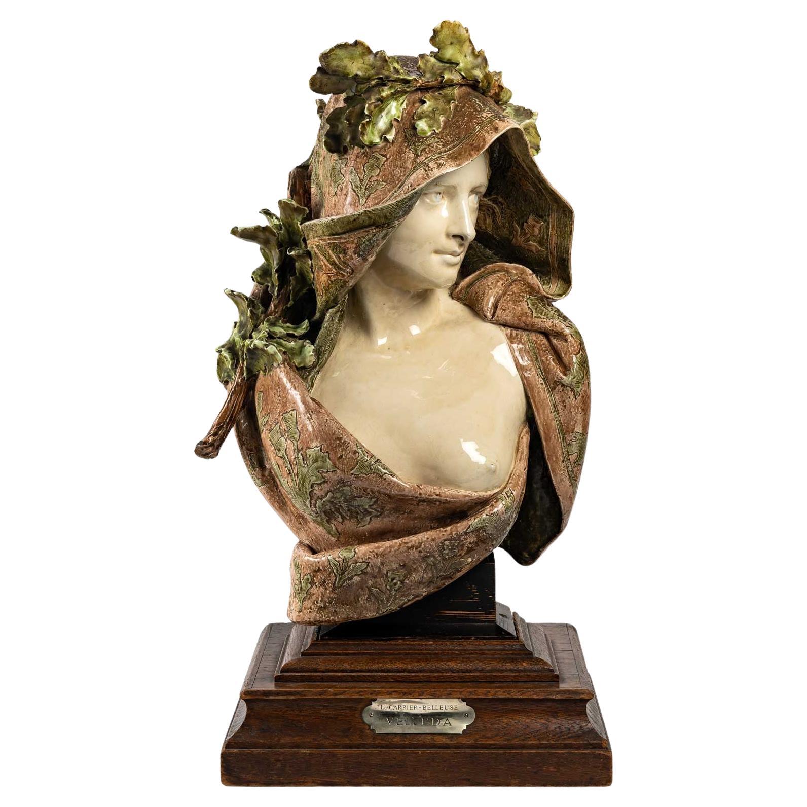 Glazed Metallic Ceramic Bust For Sale at 1stDibs