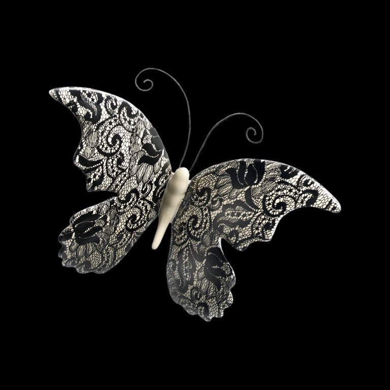 Ceramic "BUTTERFLY" with Lace Decoration by Gabriella B. Made in Italy ...